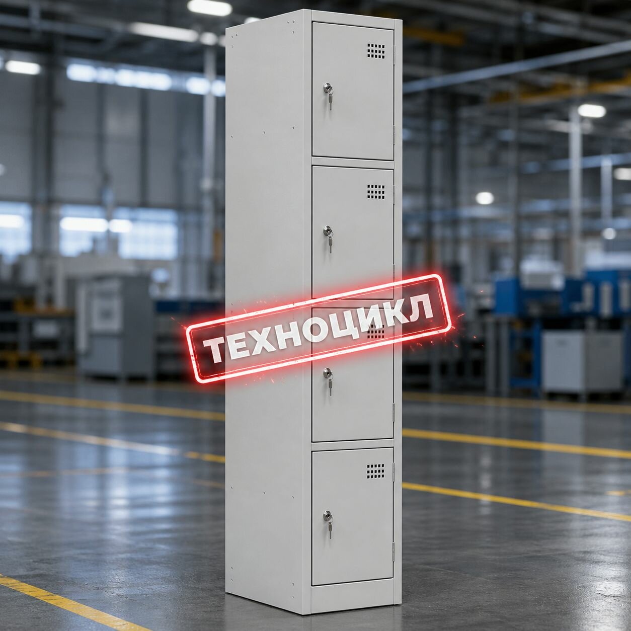 Шкаф для раздевалок усиленный ТЦУ 04-30, дополнительный модуль, 1830х300х500 мм, серый RAL 7035 техноцикл
