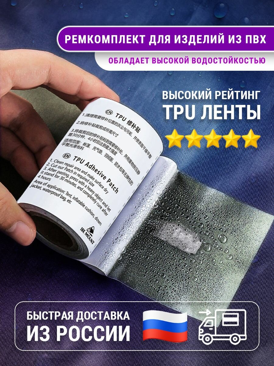 Ремонтная TPU лента-заплатка 375 см. / Ремонтный набор для палаток, тентов и шатров