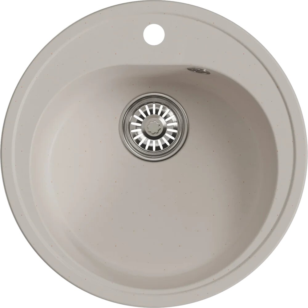 Мойка кухонная Mixline ML-GM11 мраморная, 50x50, круглая, мойка для кухни, белая, матовая