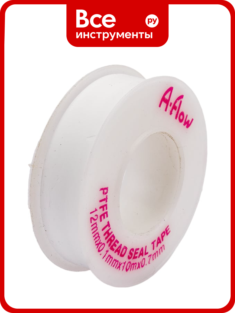Фумлента A-Flow TPLA-12MM-0.1MM-10M, PTFE, маслобензостойкая, белая, 12х0,1мм, 10м