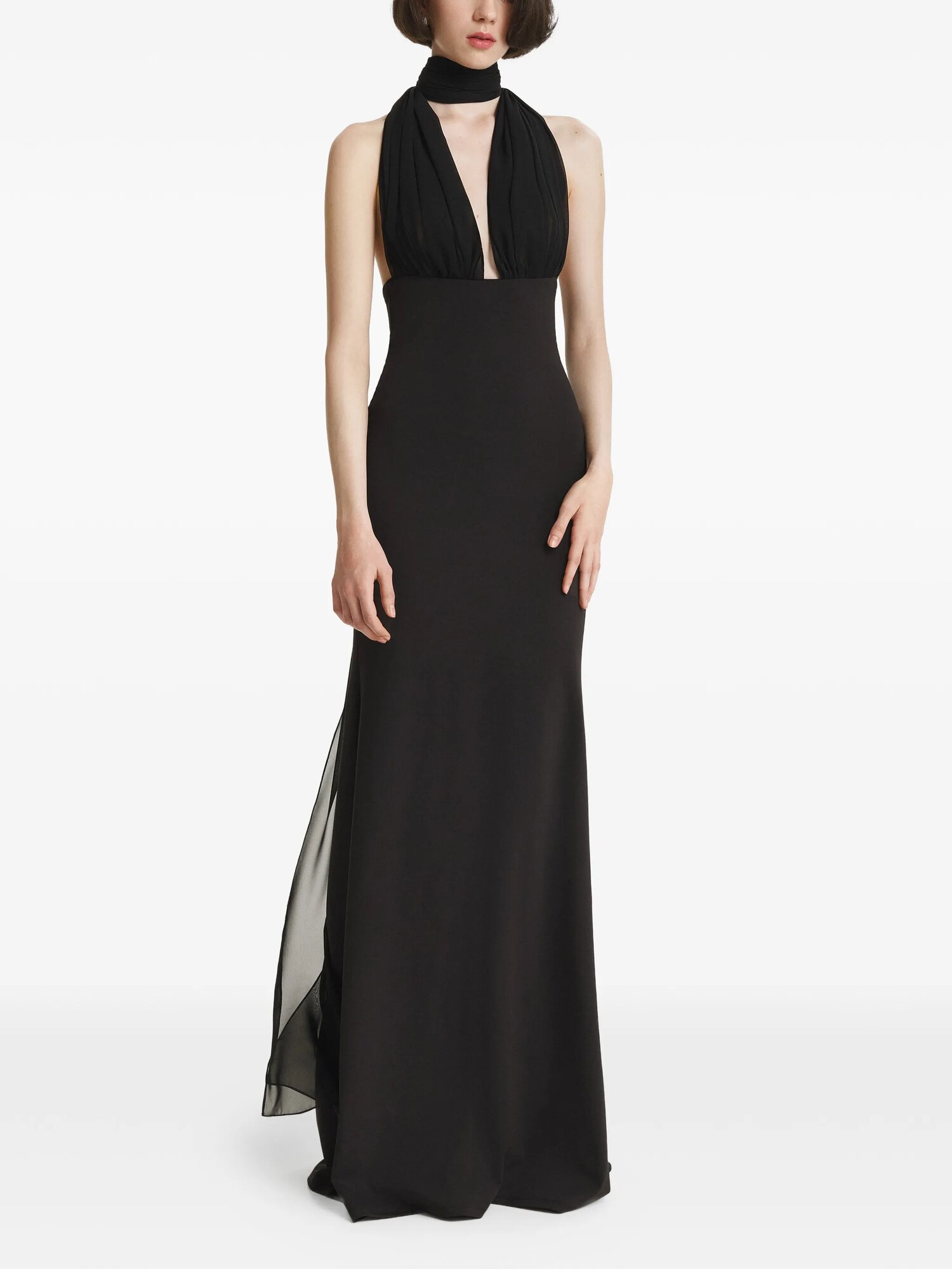 Платье Halterneck draped-panel maxi dress