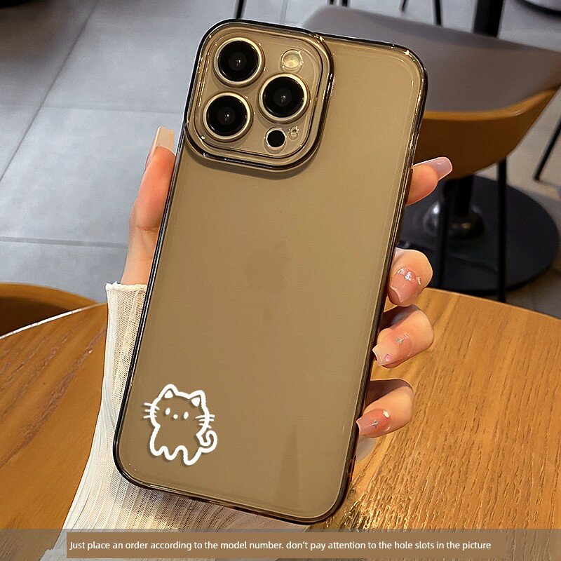 Чехол для iPhone 17 Pro с котиком, прозрачно-черный, матовый защитный чехол