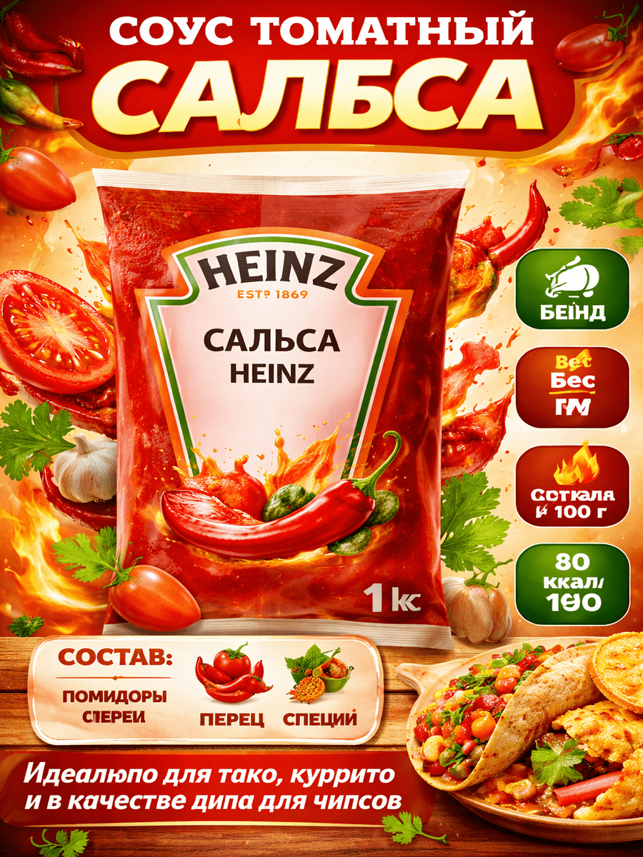 Соус томатный Heinz Сальса жгуче-острый оригинальный, 1кг