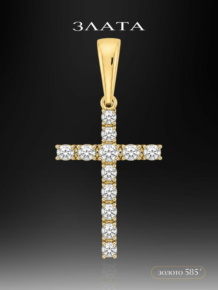 Крестик, красное золото, 585 проба, родирование