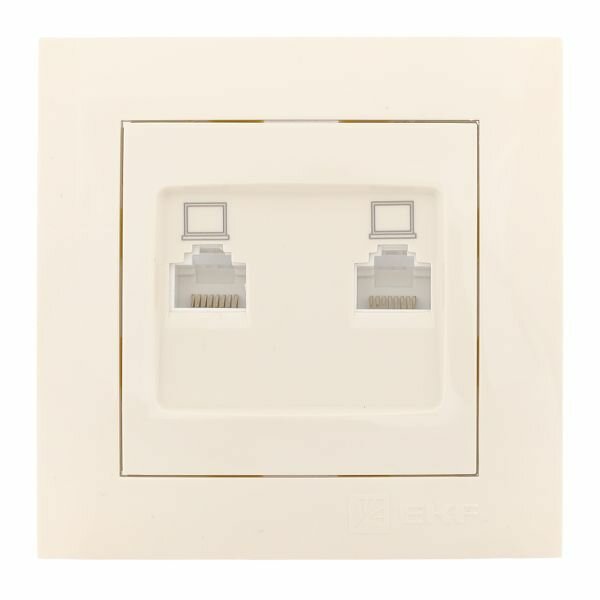 Розетка компьютерная 2-м СП Валенсия RJ45 крем. PROxima EKF EWK02-035-20