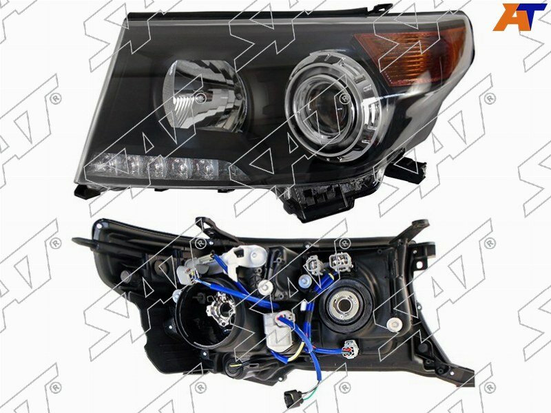 Фара SAT ST-212-11U5BL Toyota Land Cruiser J200 07-15 слева/ Ксенон/Галоген/ ДХО/ С электрокорректором/ черная Brow