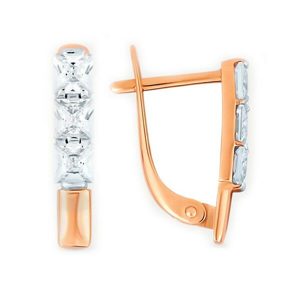 Серьги JEWELIN, красное золото, 585 проба, фианит