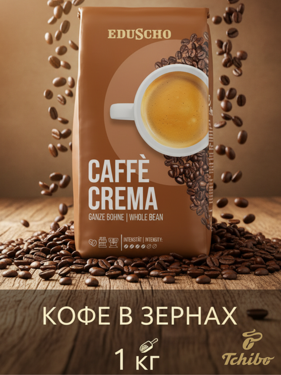 Tchibo Eduscho Caffe Crema кофе в зернах 1 кг пакет с клапаном