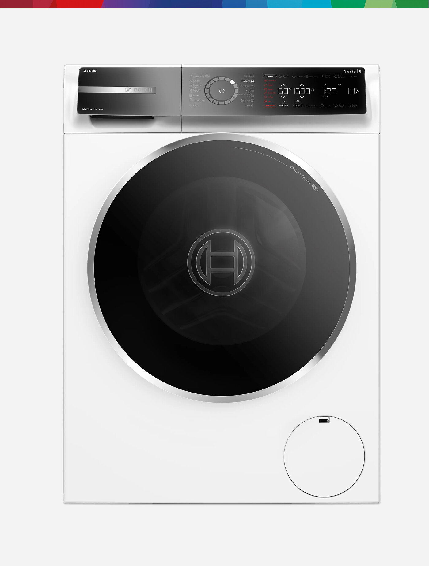 Стиральная машина Bosch WGB256A1ME, Серия 8, загрузка 10 кг, 13 программ, 1600 об/мин, инвертор, обработка паром, белая, пр. Германия