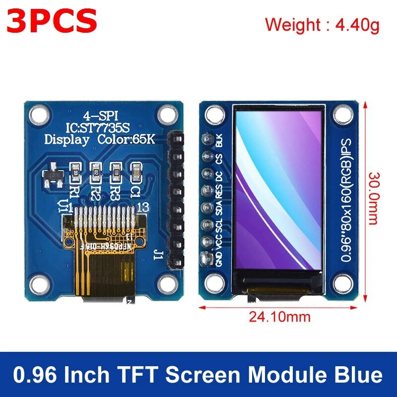 TFT-дисплей 0,96/1,3 дюйма TZT 80x160 для Arduino Синий, 3PCS 0.96 Blue board