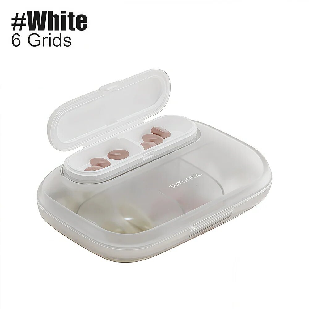 Коробка для таблеток дорожная White-6 Grids