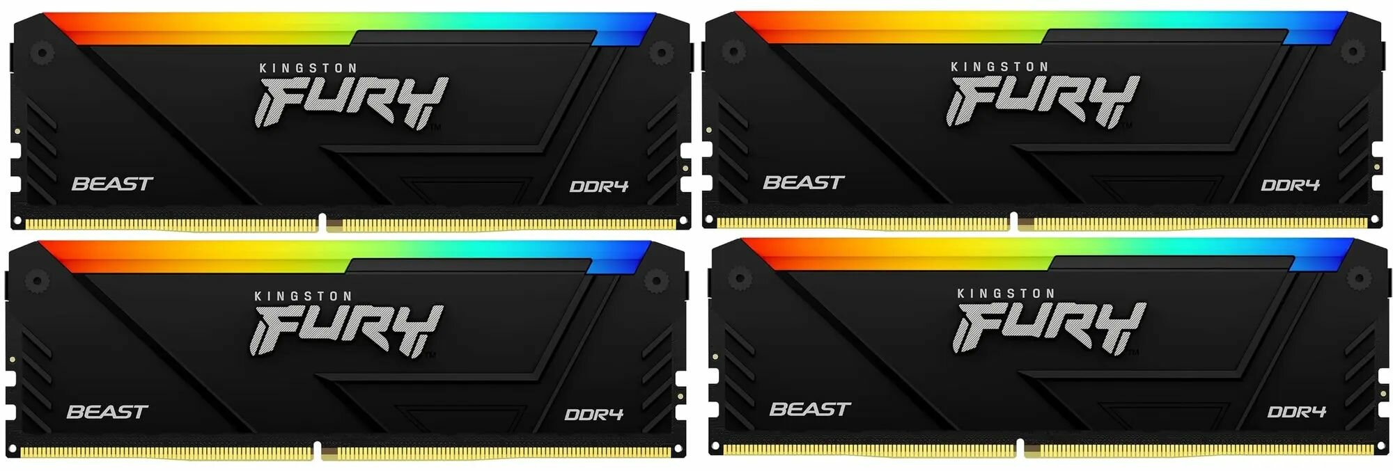 Оперативная память UDIMM Kingston FURY Beast Black RGB (KF432C16BB2AK4/64) 64 ГБ - DDR4, 16 ГБ х 4 шт, 3200 МГц, PC25600
