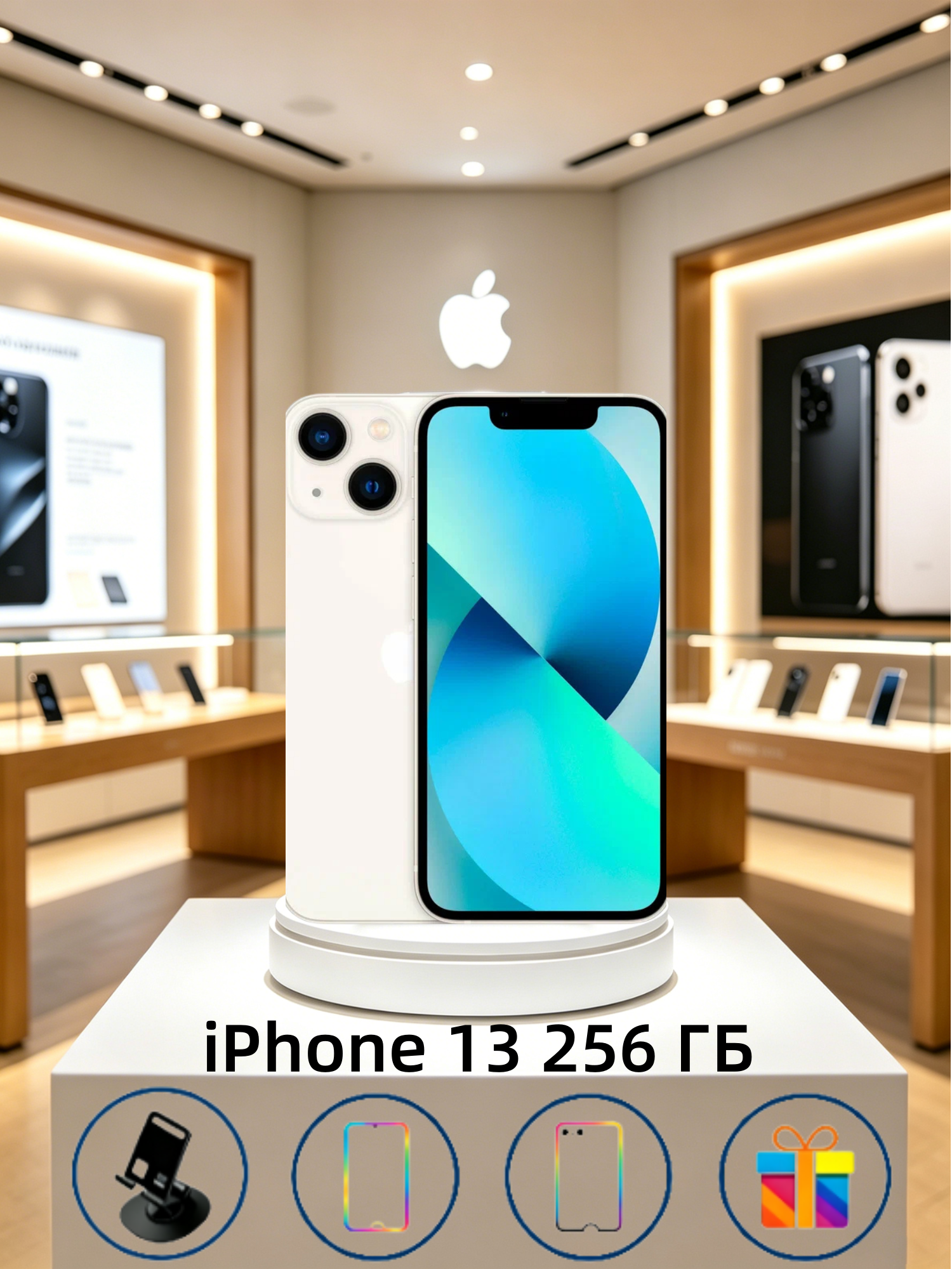 Смартфон Apple iPhone 13, 256 ГБ, цвет звёздный свет (белый), экран 6,1 дюйма, 5G