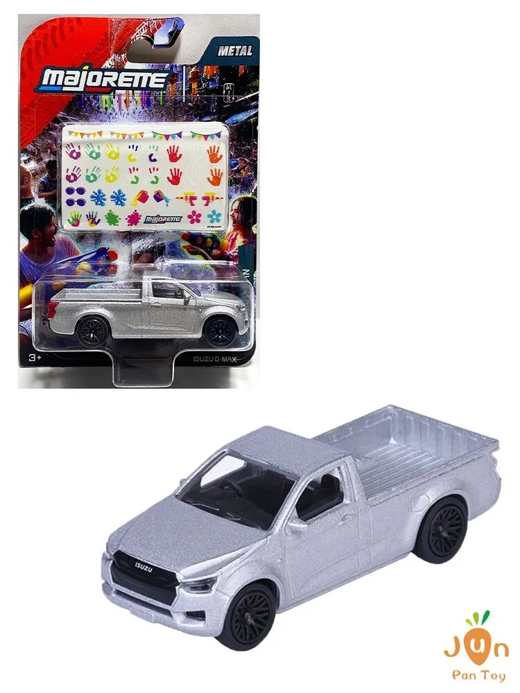 Majorette Metal Series Isuzu D-Max Grey / игрушечный автомобиль в масштабе 1:64, серебристая краска с наклейками, лимитированная модель автомобиля на праздничную тематику