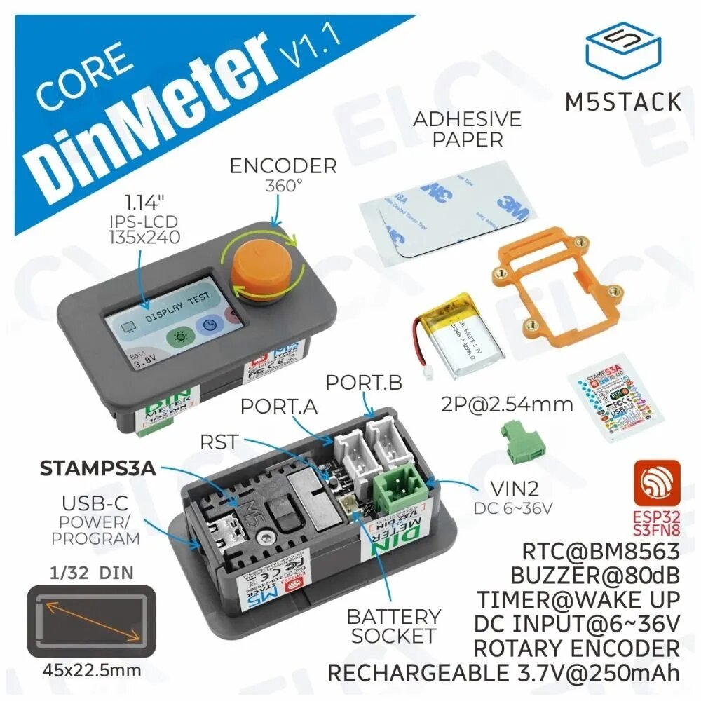 M5Stack DinMeter V1.1 Программируемая 1/32 DIN ESP32S3FN8 — фото 1