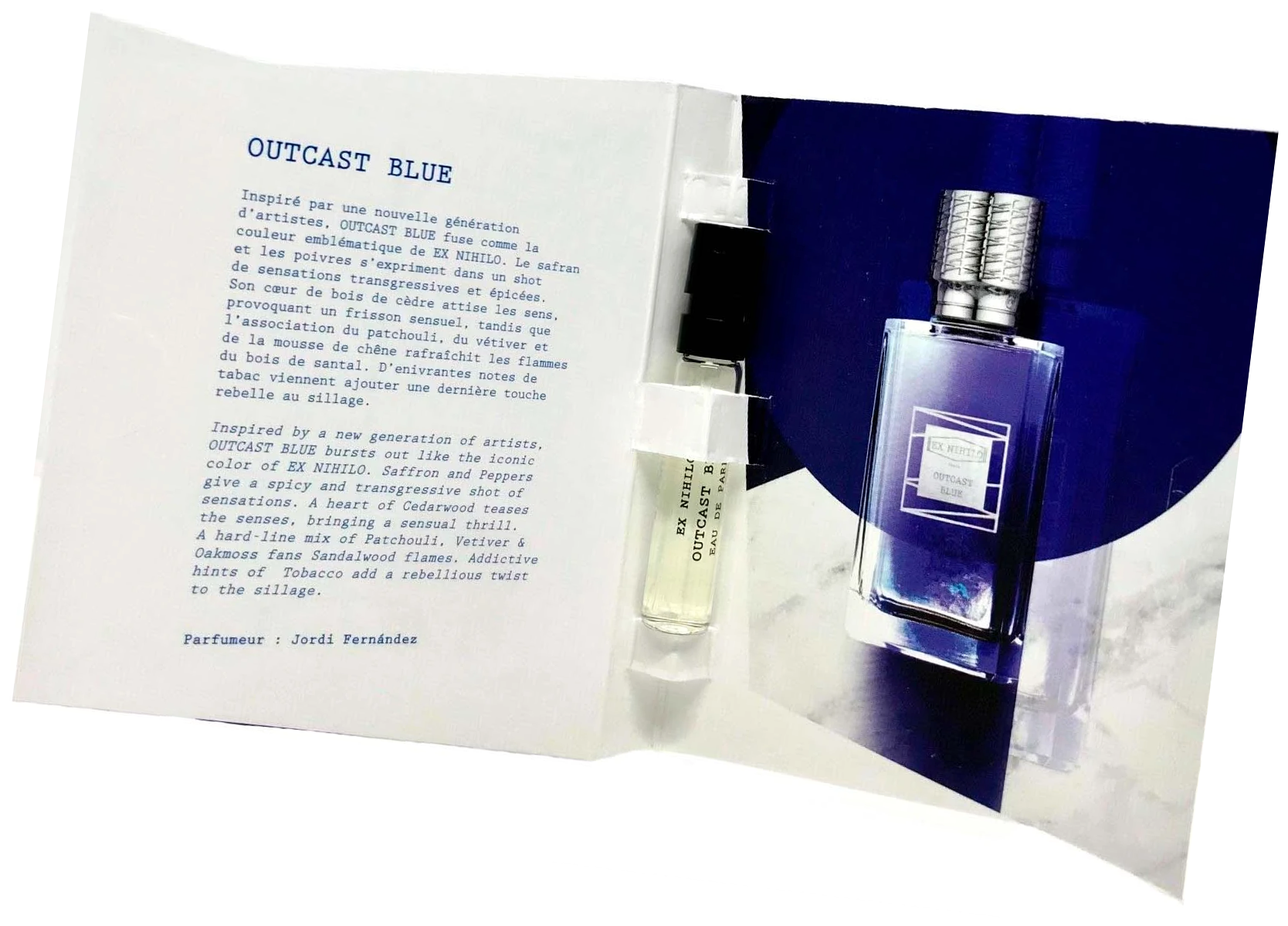 Духи Ex Nihilo Outcast Blue унисекс 2 мл сэмпл / Экс Нихило Ауткаст Блю миниатюра парфюмерной воды