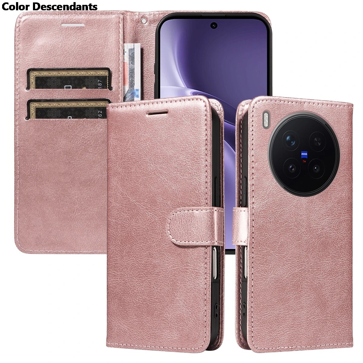 Флип-чехол из искусственной кожи для VIVO X300 Pro, чехол-бумажник с Розовый, Pink, FOR VIVO X300
