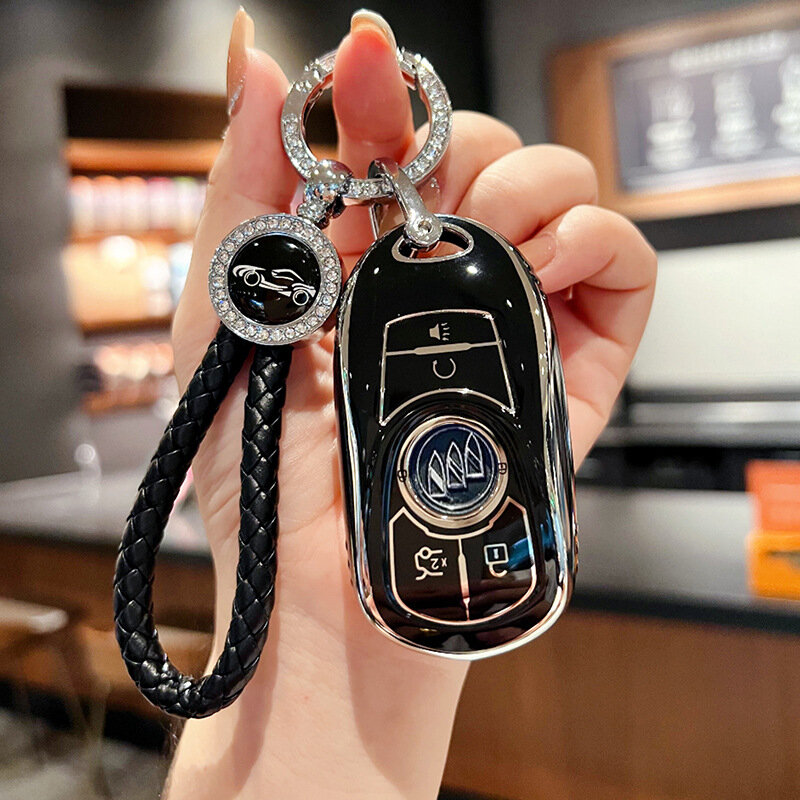Чехол для ключа-брелка Buick с черным корпусом и маленьким авто-шармом