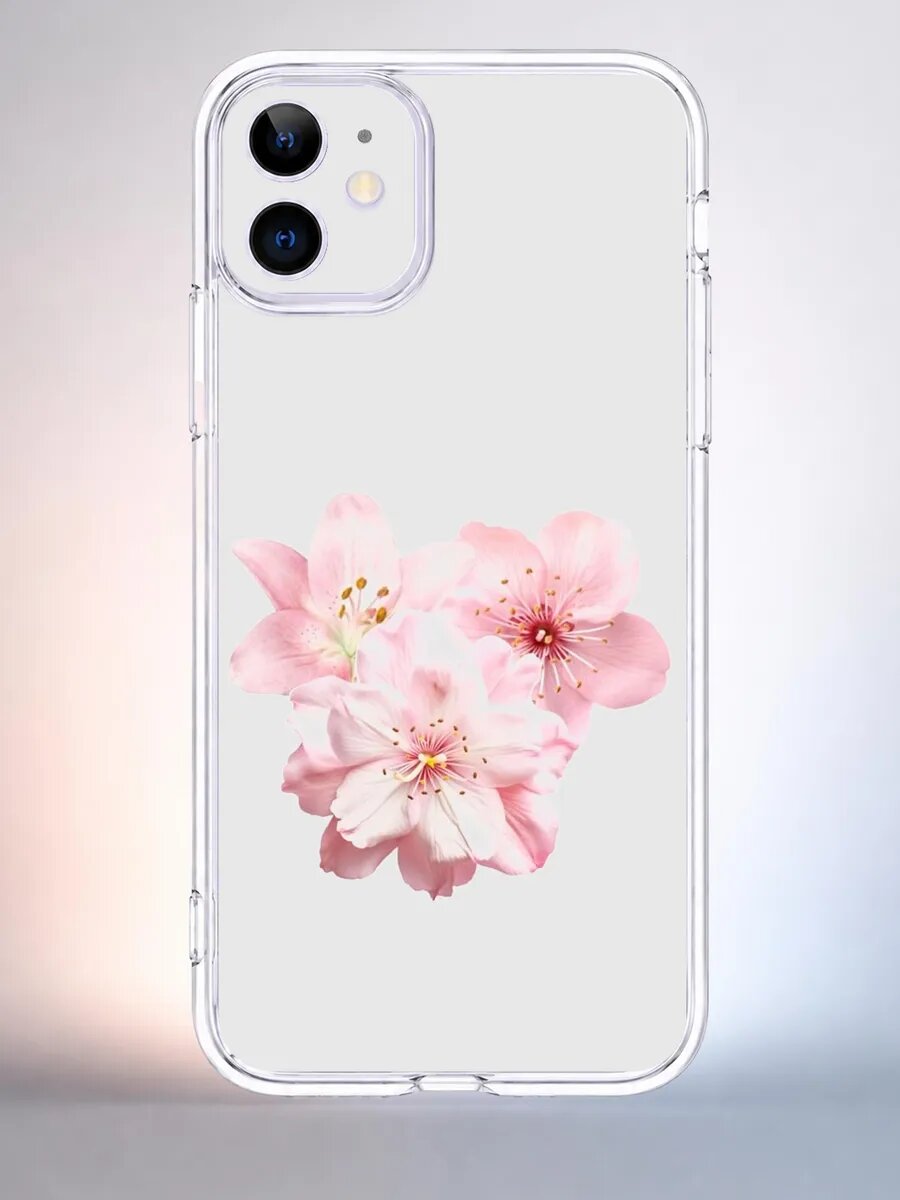 Чехол iPhone 11 букет сакуры силиконовый прозрачный