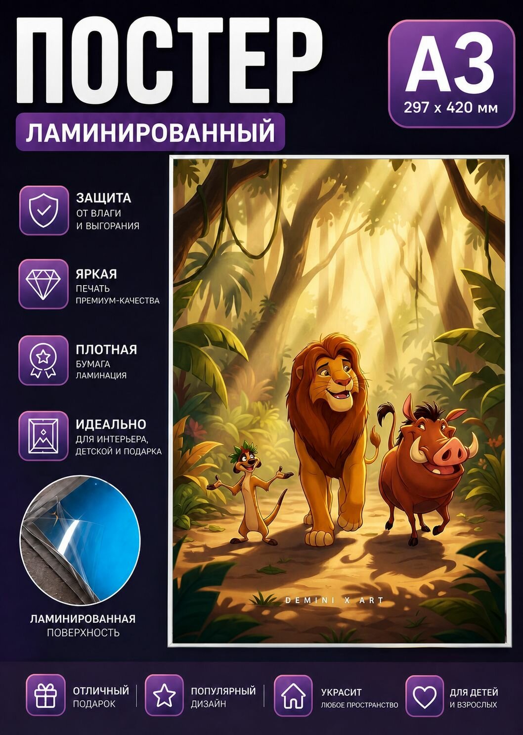 Постер ламинированный "Король Лев"