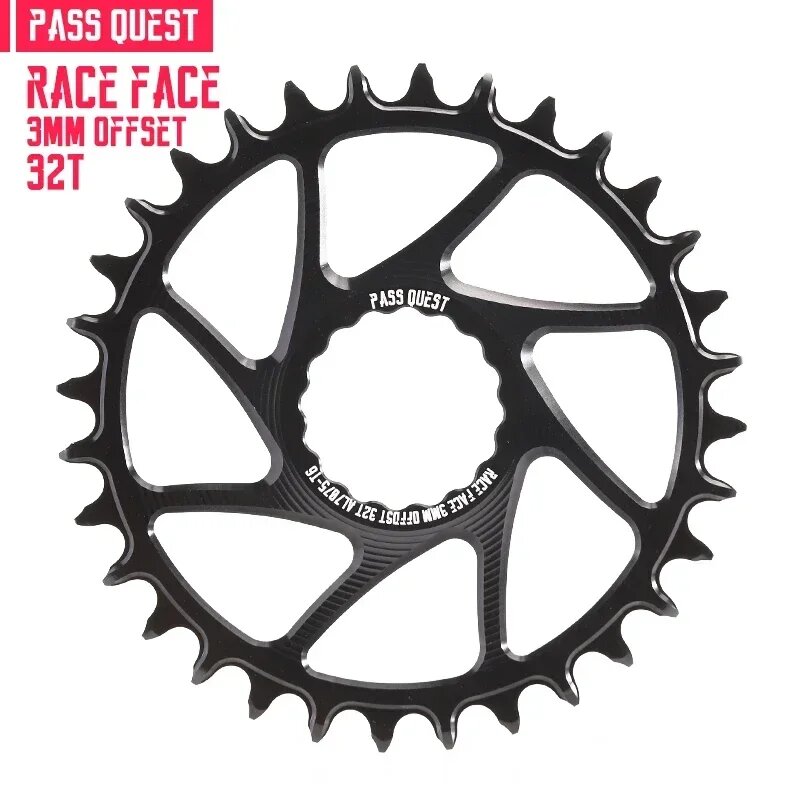 PASSQUEST Звездочка для Race Face 3мм смещение 34 зуба черная/серебристая BLACK 32T