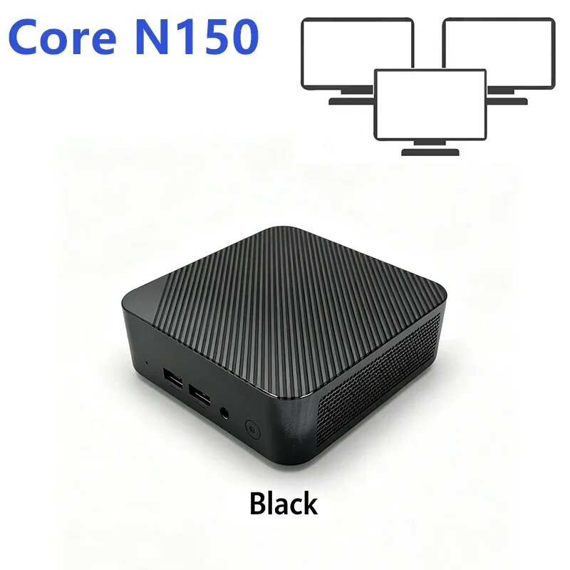 Intel N150 Мини-ПК 16ГБ+2ТБ, Wi-Fi 6, Bluetooth 5.2, 4К, Windows 11 16GB 2048GB, N150-black
