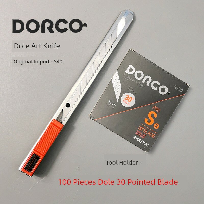 DORCO Корейский импортный набор ножей 60° для утилитарных работ 16 см рукоятка 10,9 см лезвие + 100 шт 30° лезвий
