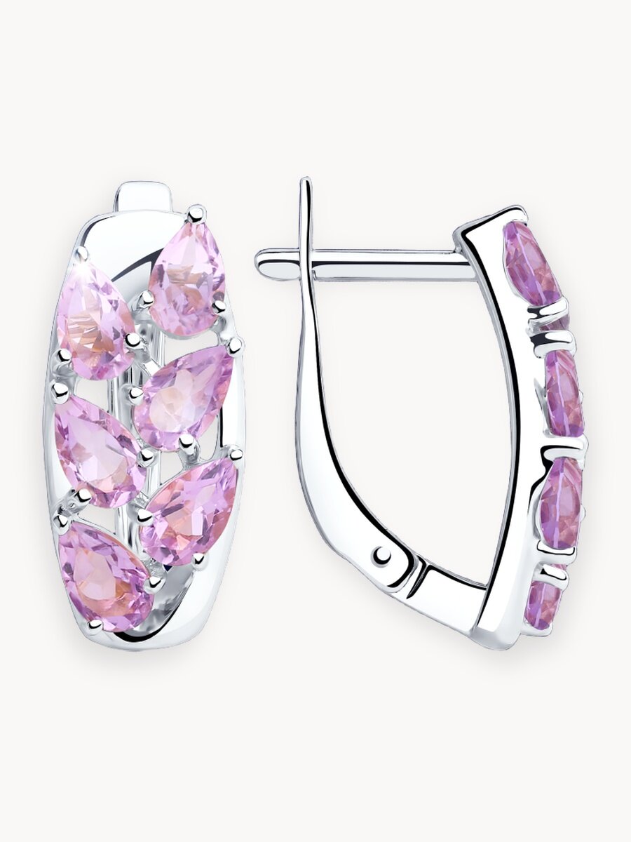 Серьги, серебро, 925 проба, родирование, аметист