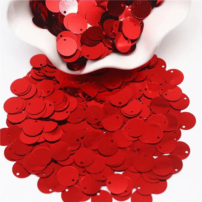 Круглые Пайетки ПВХ 10-25 мм Разноцветные Красный, 20mm 10g, red