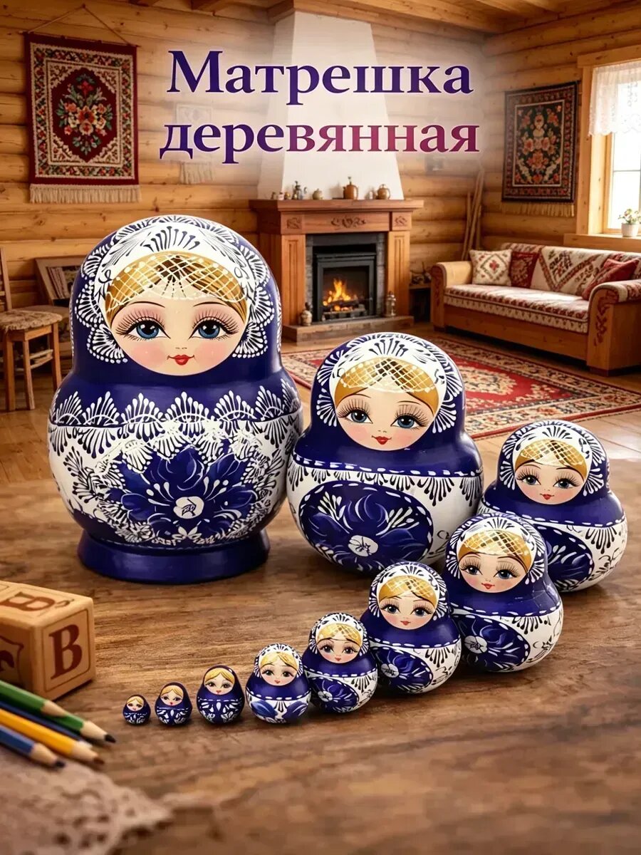 Матрешка деревянная 10 Штук
