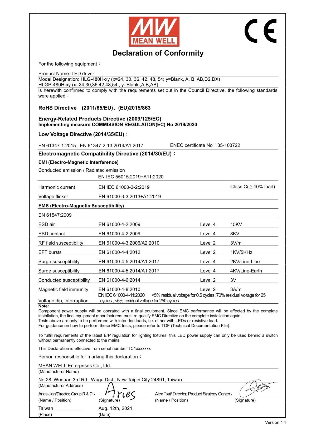 Драйвер светодиодов MEAN WELL HLG-480H-30AB 480 Вт
