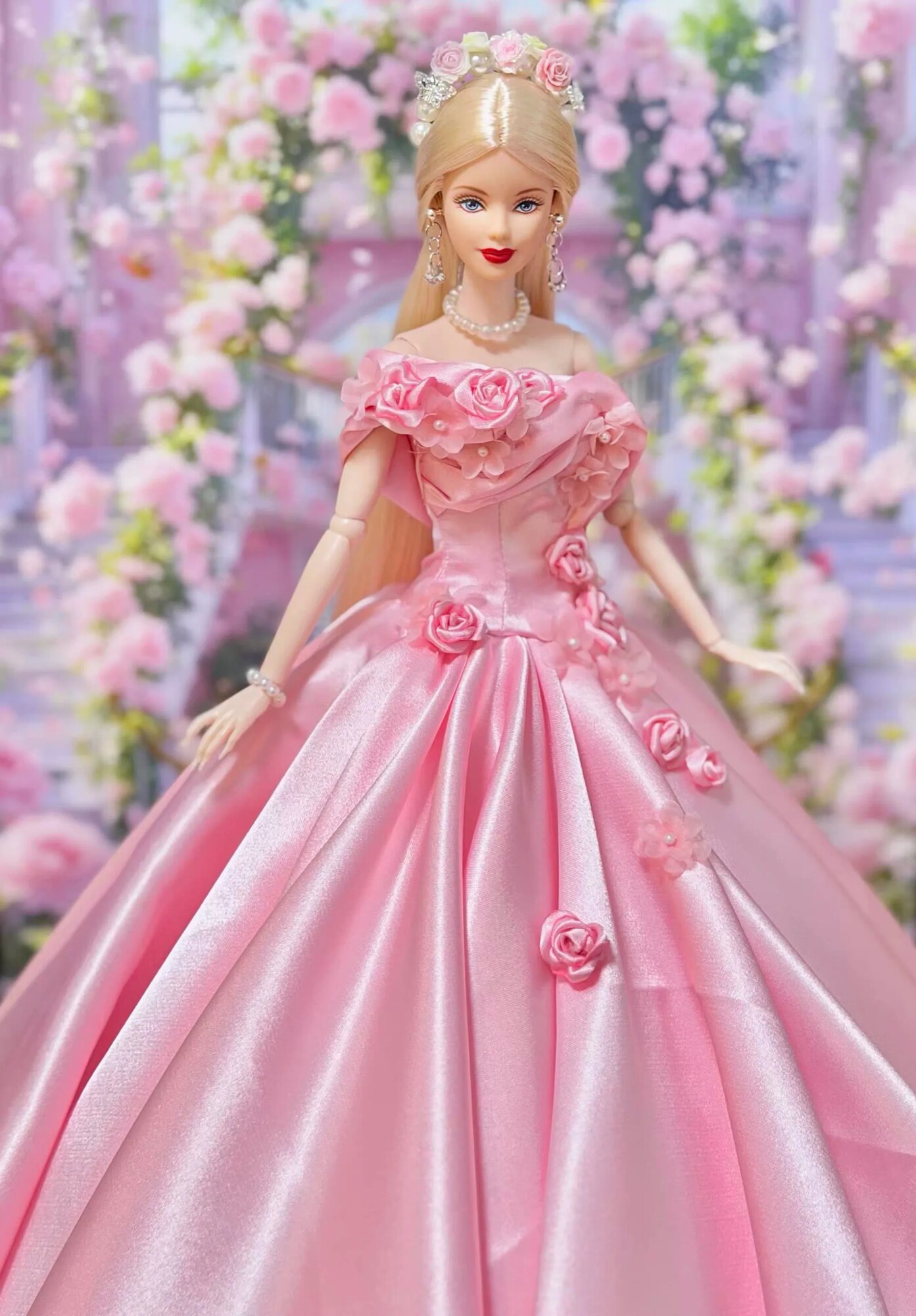 Розовое вечернее платье для куклы Barbie 30 см