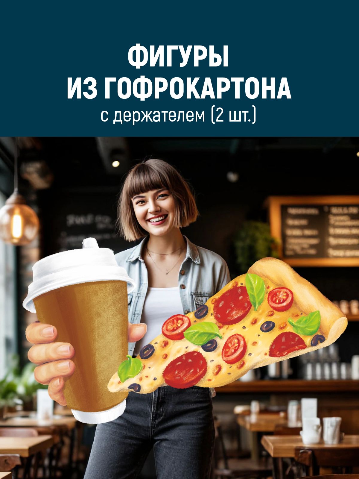 Фигура (реквизит) для фотосессии на корпоратив, праздник в фотозону, с ручкой 47 х 70 см и 100х44 см, Stendplus
