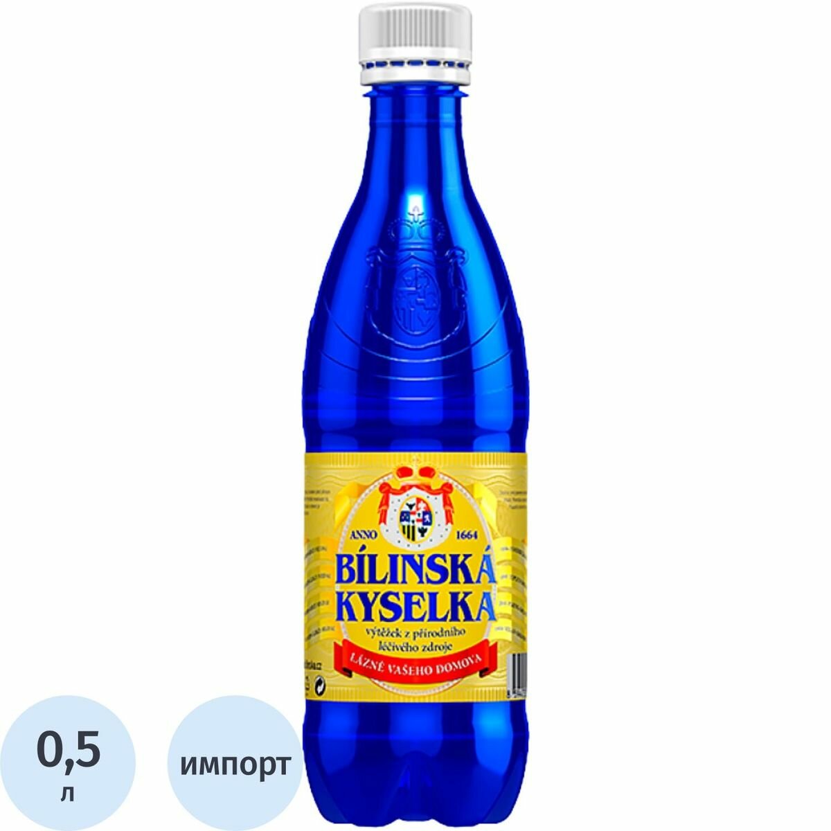 Вода минеральная Bilinska Kyselka лечеб-стол питьевая газированная ПЭТ 0,5л (2422508), 12шт.