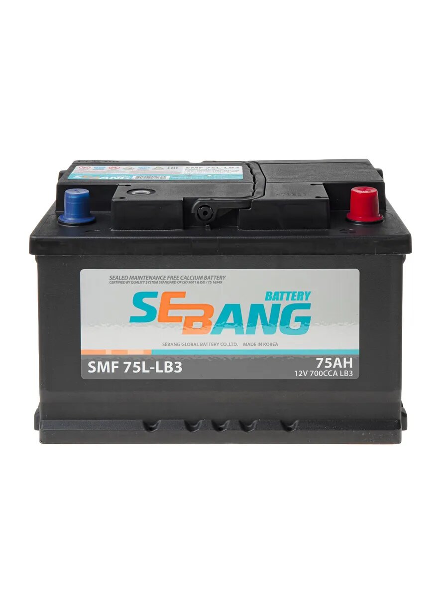 Аккумулятор SEBANG SMF 75А/ч обратный R+ LB3 EN 700А