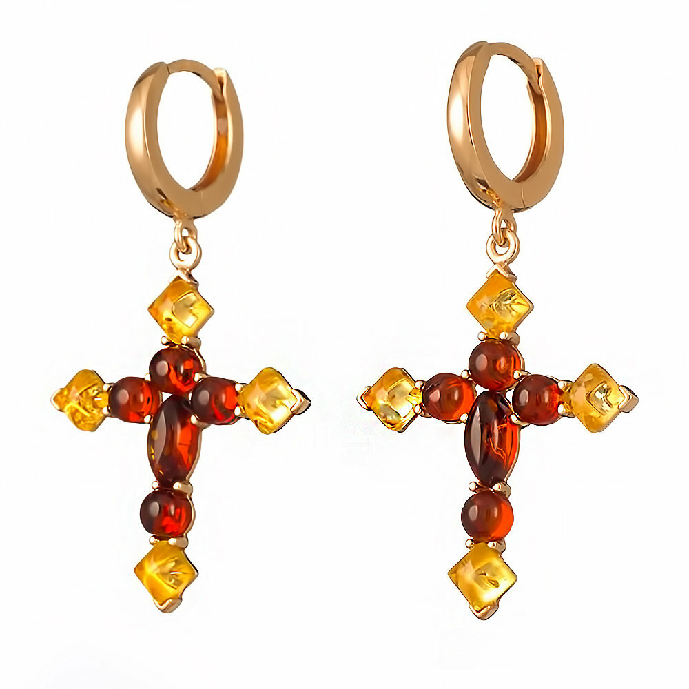 Серьги, серебро, 925 проба, янтарь