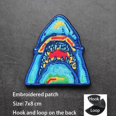 Патч на одежду с акулой, 7x8 см, Hook Patch 24