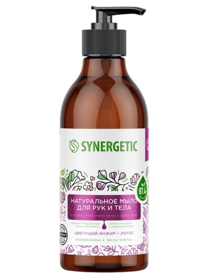 Жидкое мыло Synergetic Цветущий инжир и лотос, 380 мл
