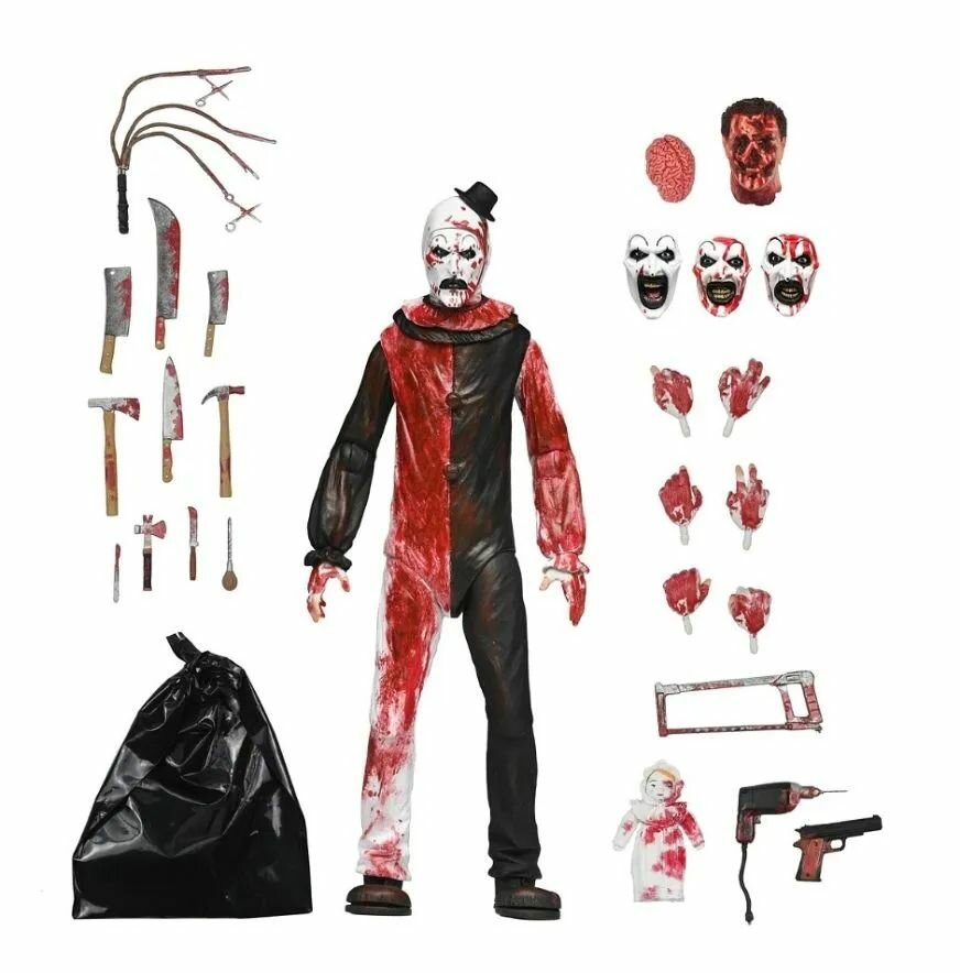 Подвижная фигурка Клоун Арт в крови из фильма Ужасающий Neca Terrifier Art The Clown Blood Soaked Version