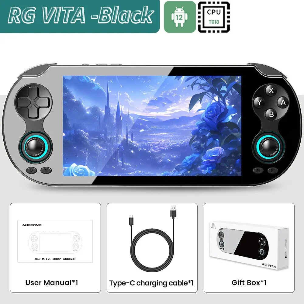 Портативная игровая консоль RG VITA-Black, черная