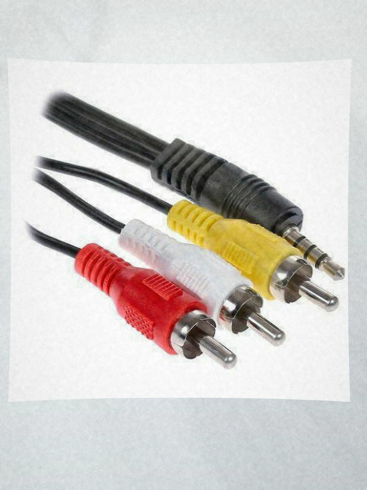 Аудиокабель, разъем jack 3.5 мм-3RCA, цвет- черный, практичный