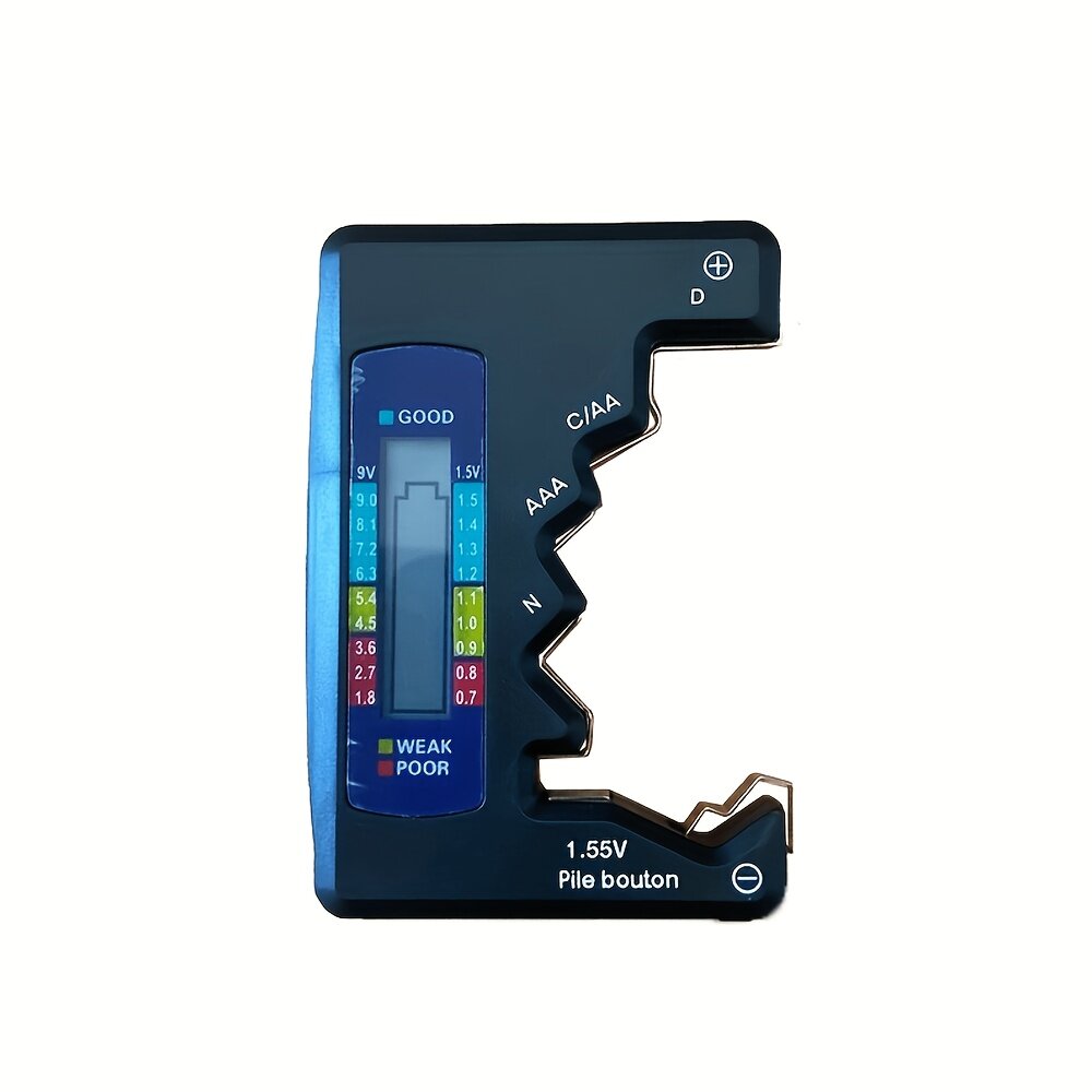 Цифровой тестер батареек с ЖК-дисплеем для AA/AAA/9V/1.5V таблеточных батарей, проверка емкости и диагностика, модель Bar Chart Black