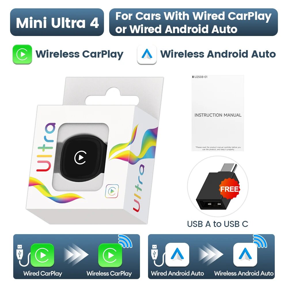 Беспроводной Адаптер CarlinKit 5.0 Mini Ultra 4 Для CarPlay И Android Auto, Plug & Mini Ultra 41