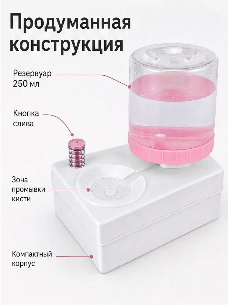 Розовая кистемойка для акварели и акрила, с резервуаром 250 мл, удобна для дома и студии — фото 1