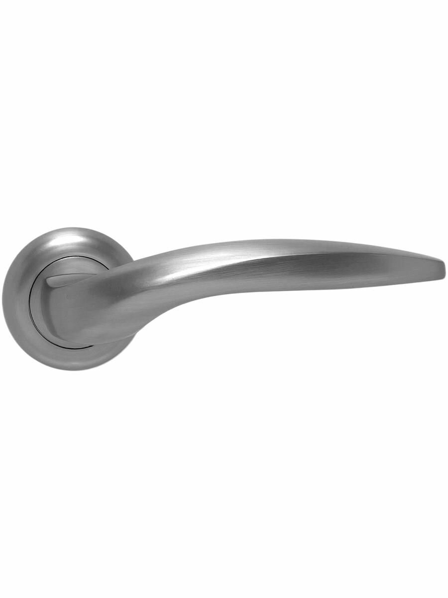 Ручка для двери PELIKAN2 (Aluminum) Хром матовый (круглая розетка)