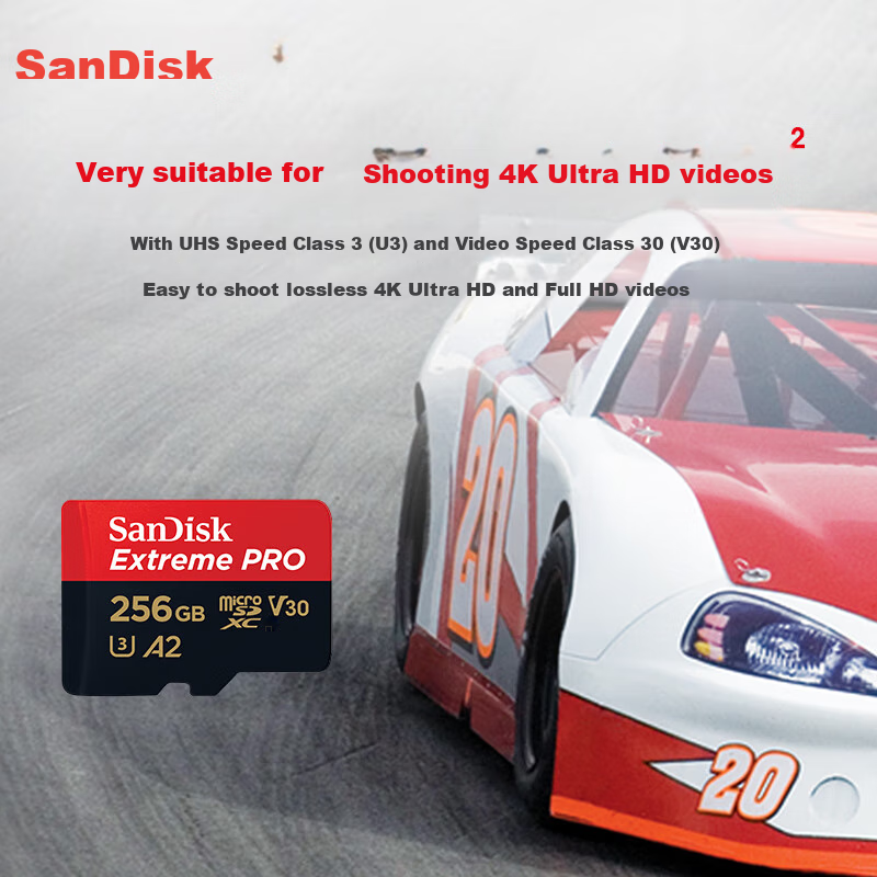 SanDisk 256GB TF (MicroSD) Memory Card A2 4K V30 U3 C10 Extreme PRO High-Speed Mobile Storage Card, Read Speed 200MB/s, Write Speed 140MB/s