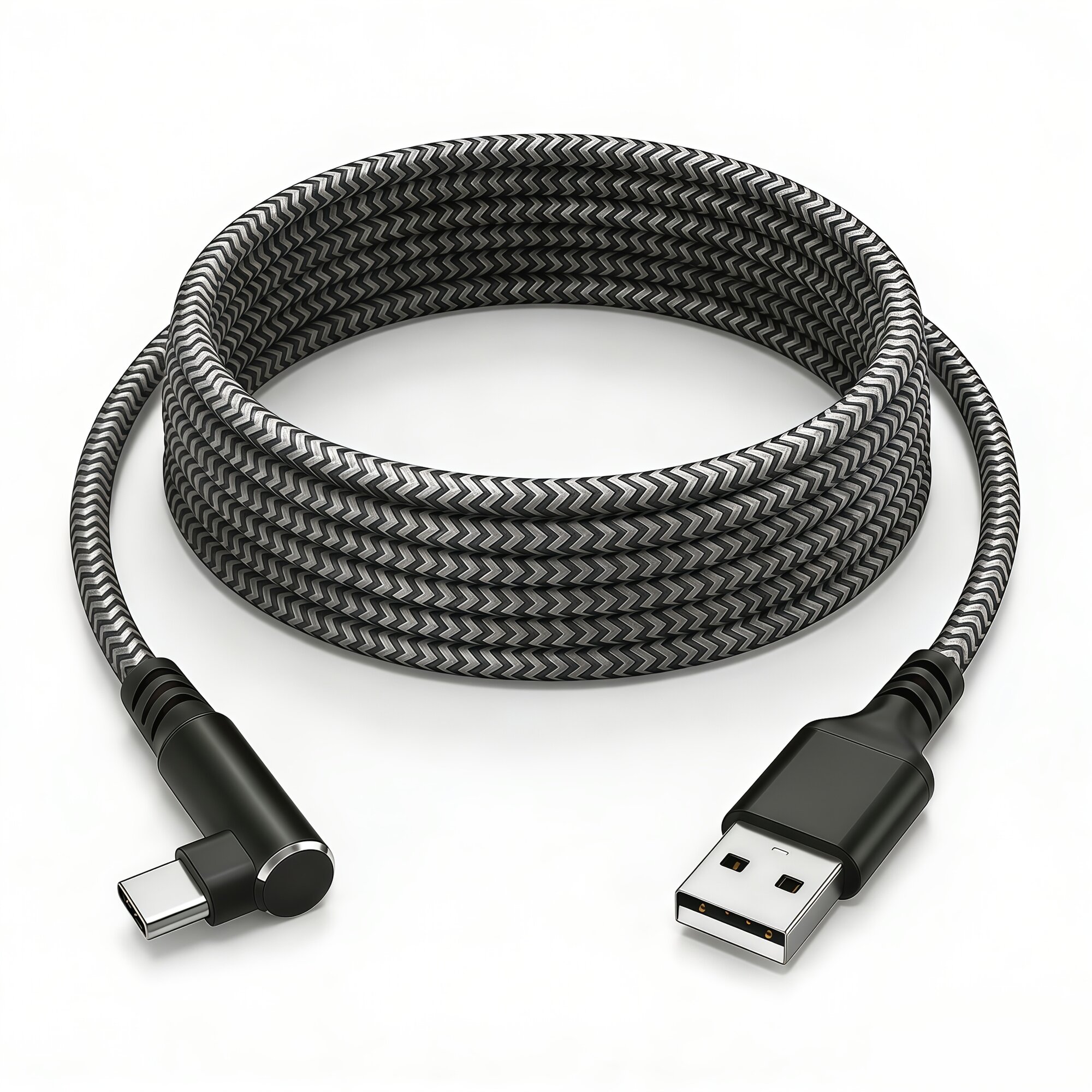 Кабель для быстрой зарядки и передачи данных USB Type-C, 30 см, черно-серый