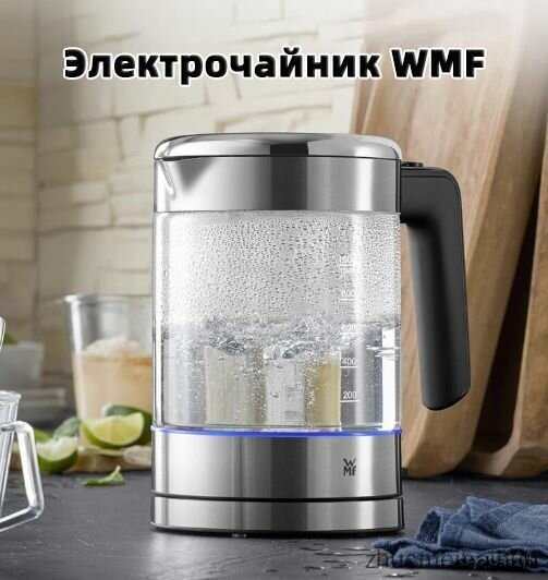 Электрический чайник корпусом из боросиликатного стекла, крышкой Cromargan 18/10, 1000 мл P, серый