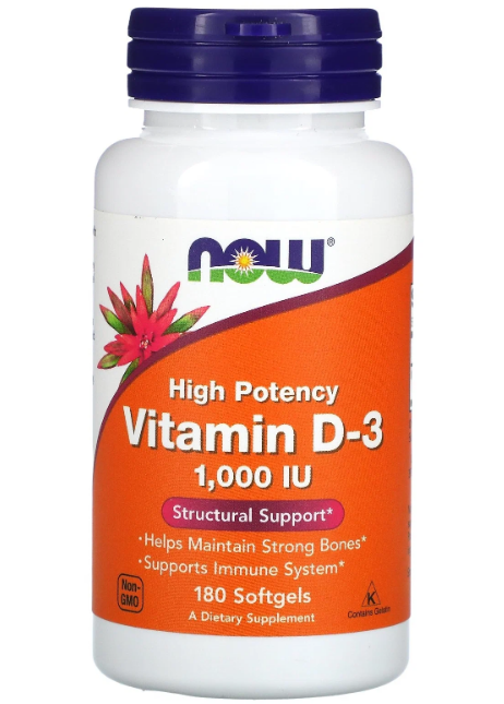 Витамины Vitamin D3 1000 IU 180 caps Now, 180 порции(й)