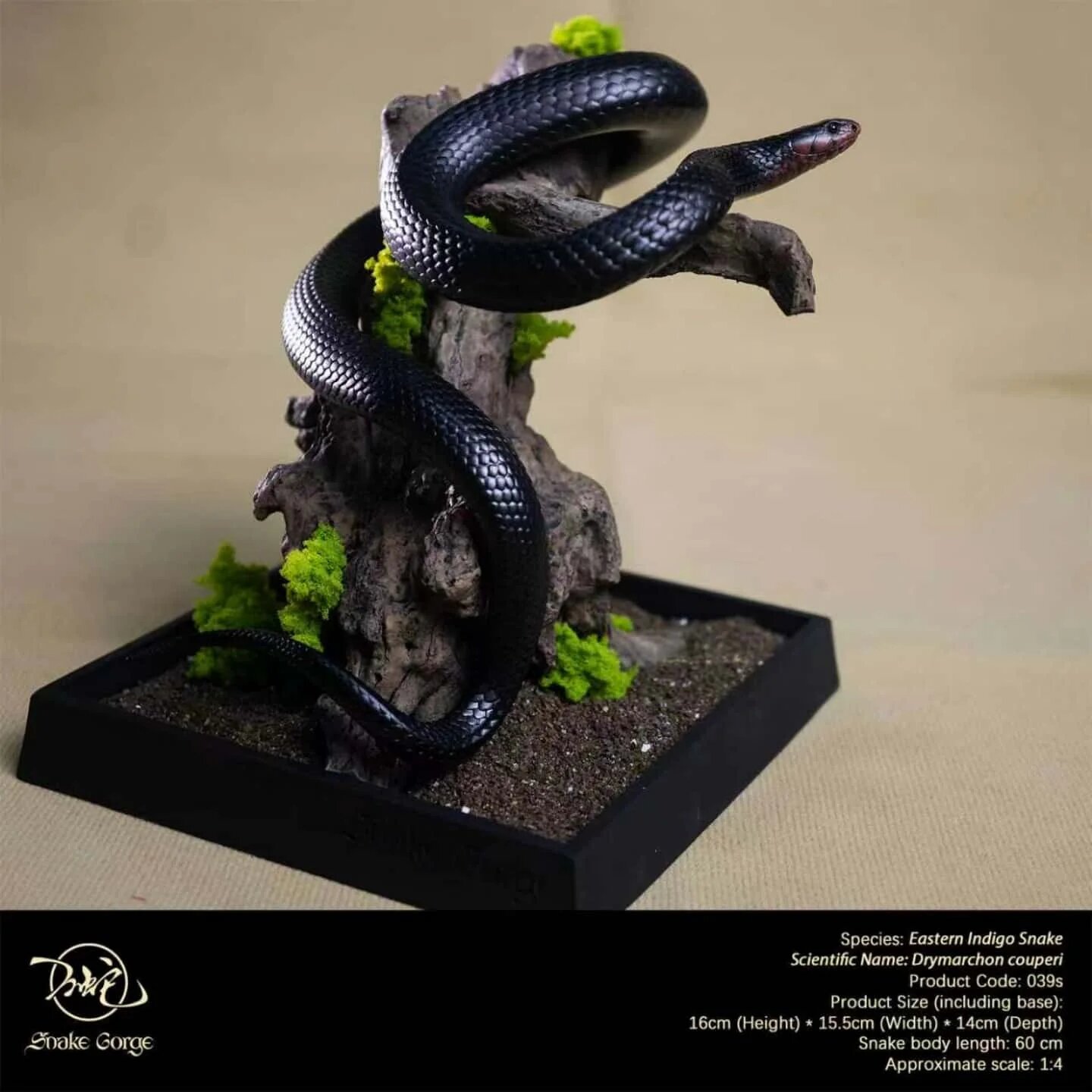 SnakeGorge Коллекция фигур из смолы Drymarchon Couperi, Drymarchon Melanurus, Drymarchon черный